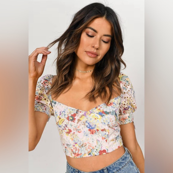 Tobi | Tops | Tobi Anne Multi Puff Sleeve Crop Top S | Poshmark